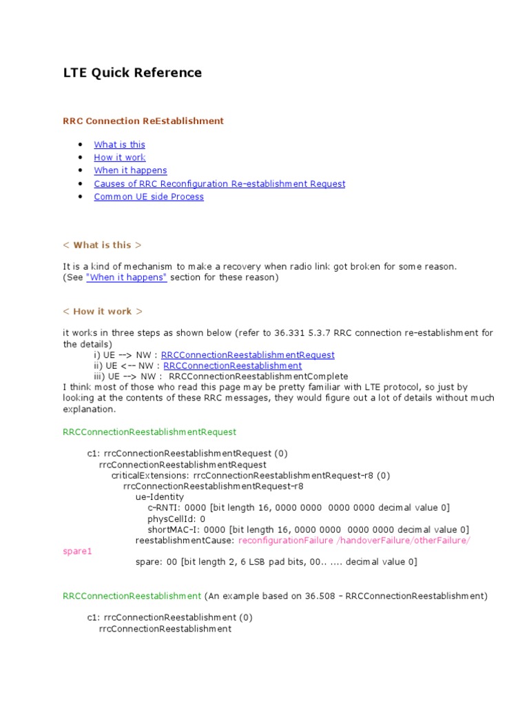 LTE Quick Reference | PDF | Network Protocols | Networking Standards