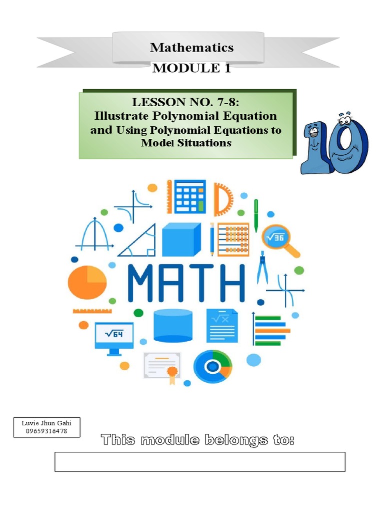Mathematics: LESSON NO. 7-8: Illustrate Polynomial Equation and | PDF ...