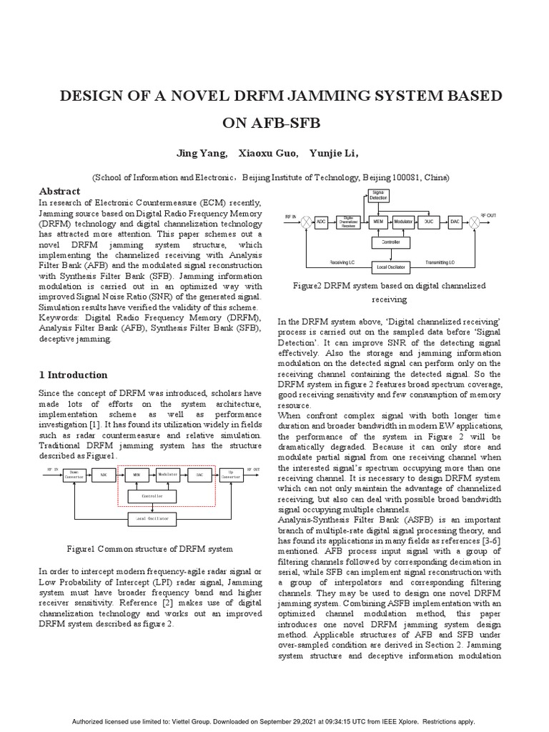 Design of A Novel DRFM Jamming System Based On AFB-SFB | PDF | Signal ...