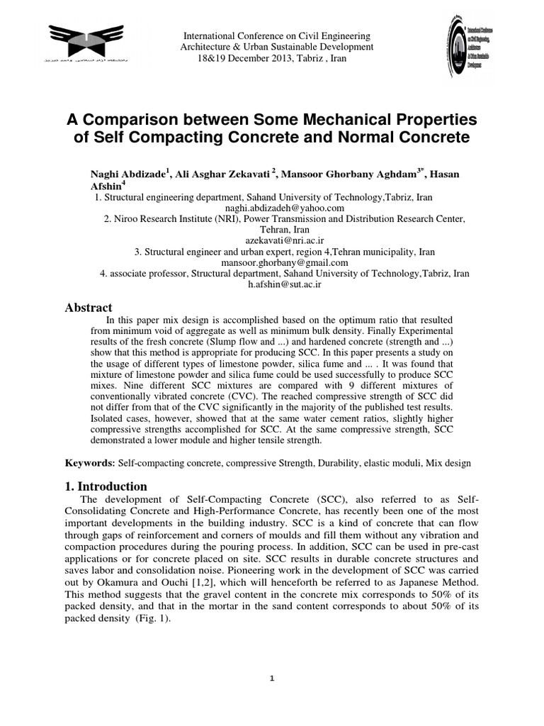 A Comparison Between Some Mechanical Properties of Self Compacting ...