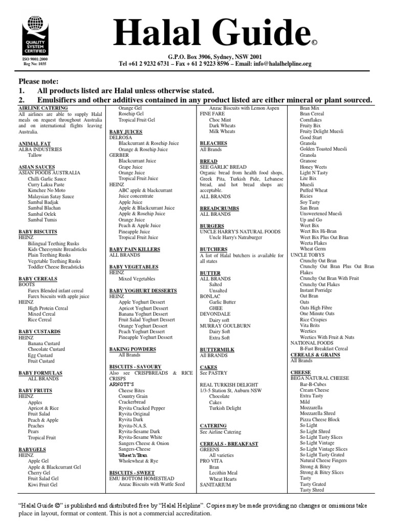 Australian Halal Guide | PDF