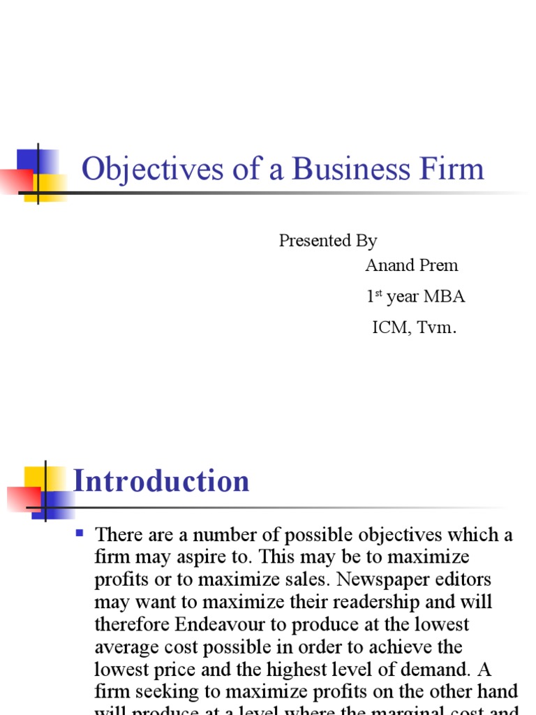 Business Firm Objectives Explained | PDF | Profit (Economics) | Capitalism