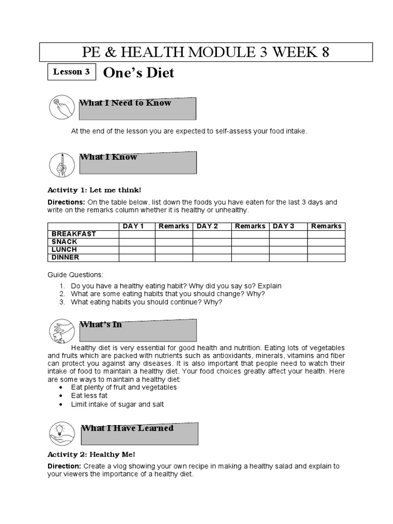 PE Diet Food Guidelines | PDF | Wellness