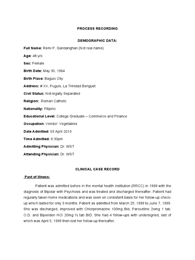 Sample Case Presentation in Psychiatric | PDF | Mental Disorder ...