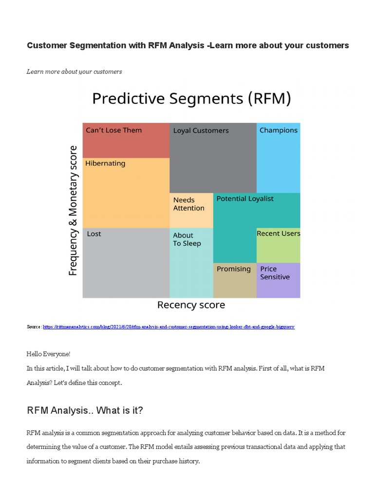 Customer Segmentation With RFM Analysis | PDF | Market Segmentation ...