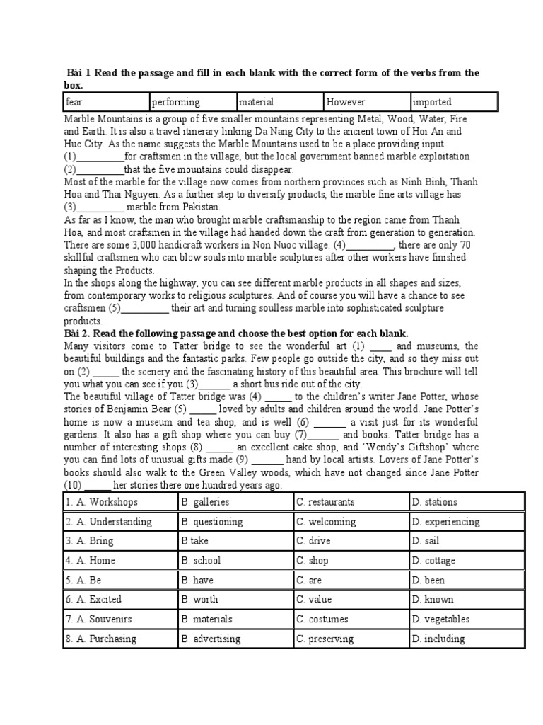 Read The Passage and Fill in Each Blank With The Correct Form of The ...