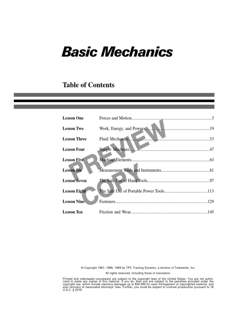 301 Basic Mechanics Course Preview | PDF | Force | Rotation Around A Fixed Axis