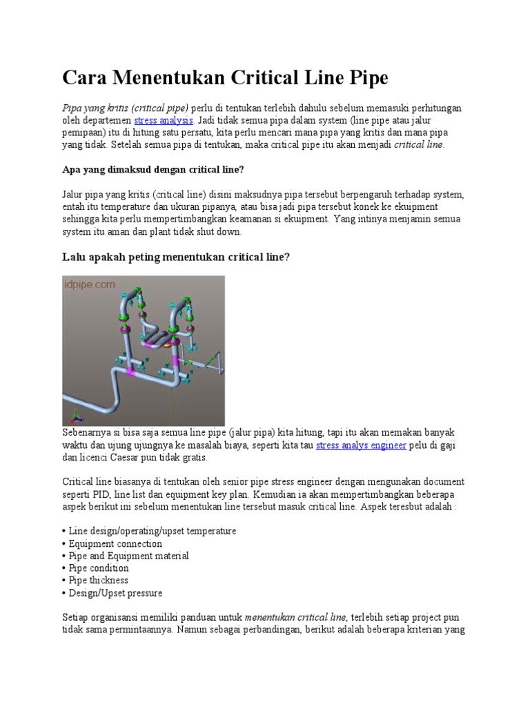 Menentukan Critical Line Pipe dalam Piping | PDF | Teknologi & Rekayasa