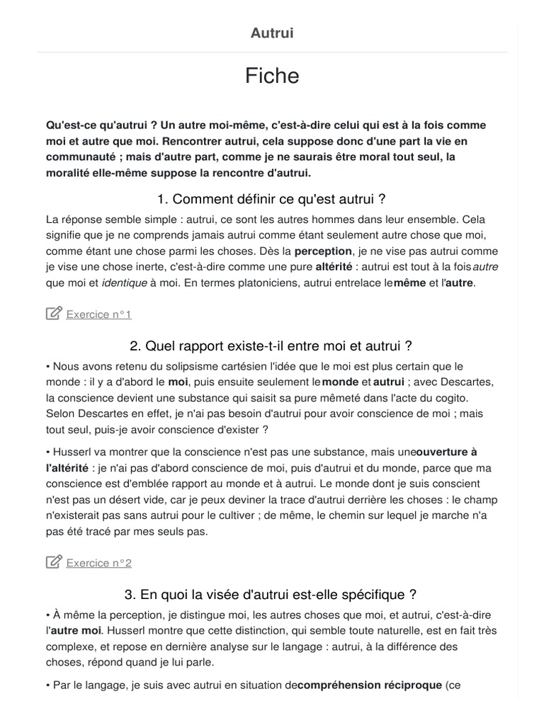Autrui | PDF | Conscience | René Descartes