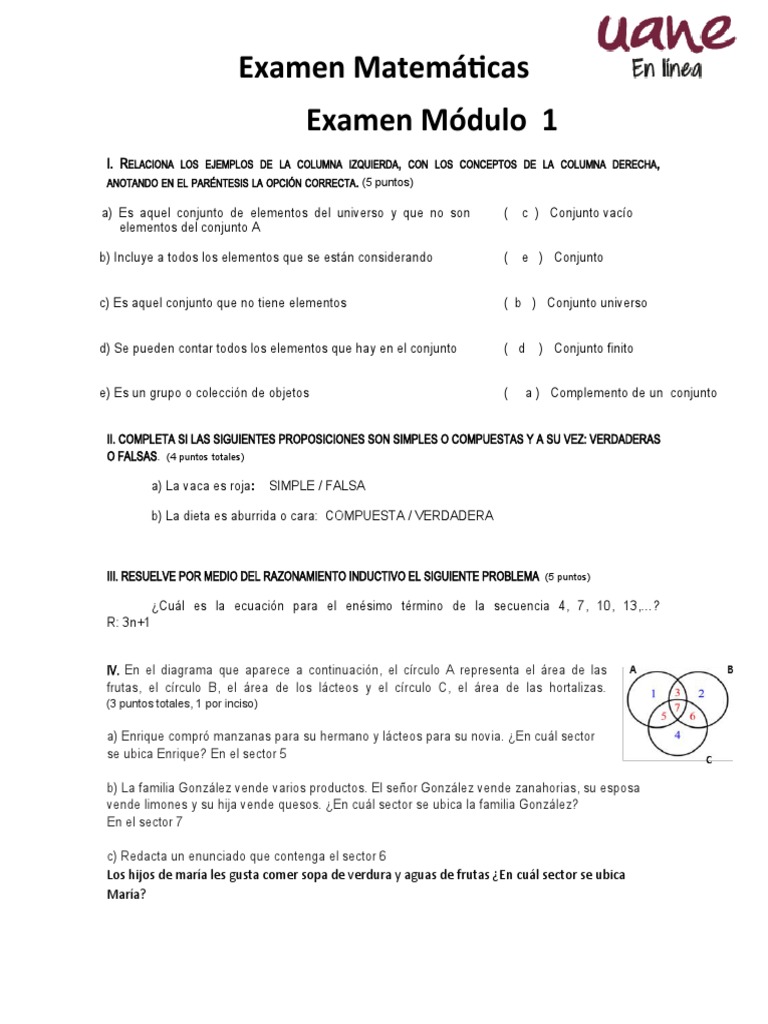 Examen M1 | PDF | Conjunto (Matemáticas) | Lógica