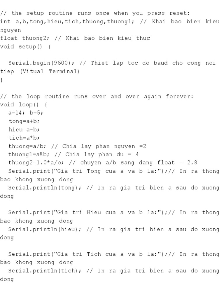 Arduino Basic Arithmetic Operations | PDF | Computers | Technology & Engineering