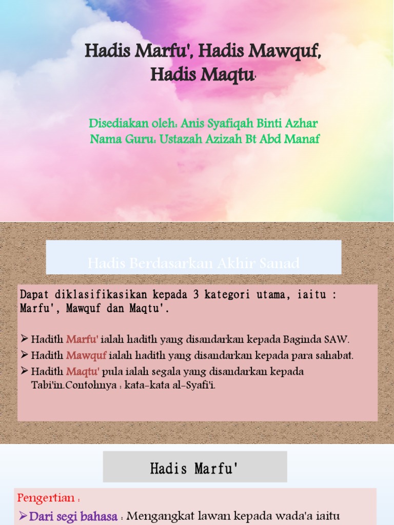 Hadis Marfu',hadis Mawquf - Hadis Maqtu' | PDF