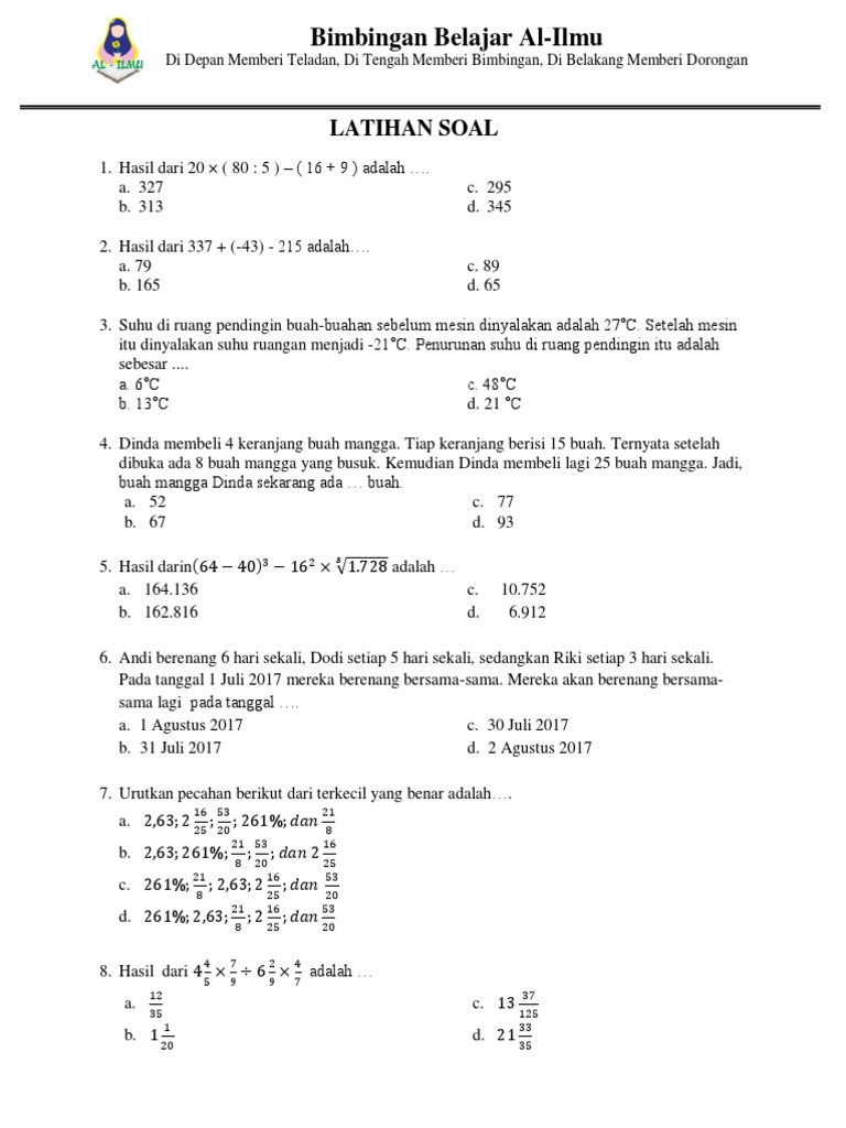 Soal Latihan Kelas 6 | PDF
