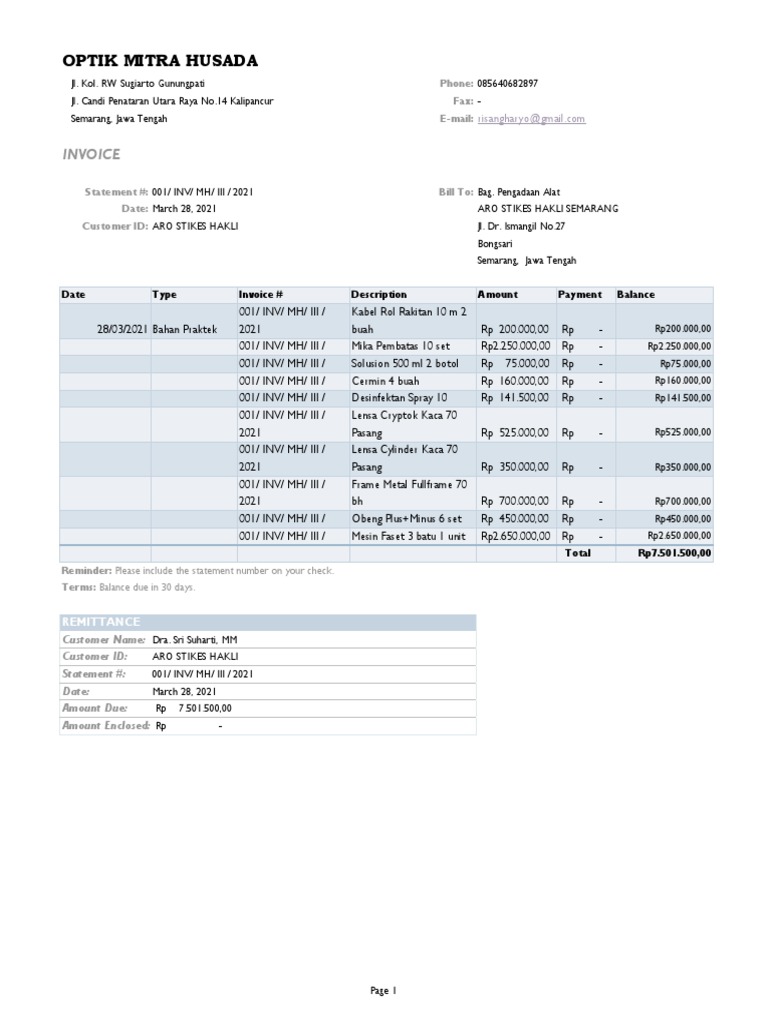 BillingStatement PRAKTEK 2021 | PDF