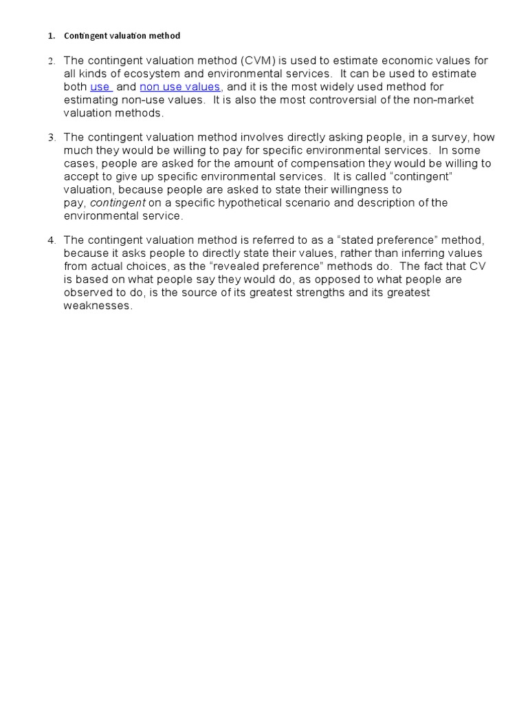 Contingent Valuation Method | PDF | Real Estate Appraisal | Pricing