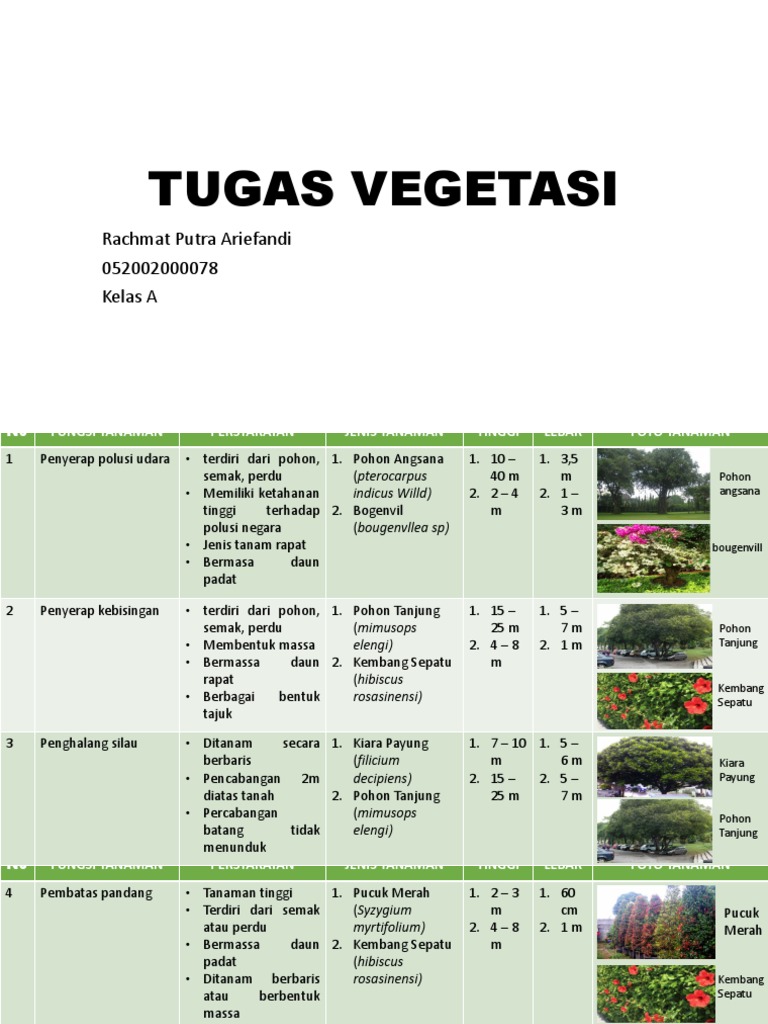 Fungsi dan Jenis Tanaman Vegetasi | PDF