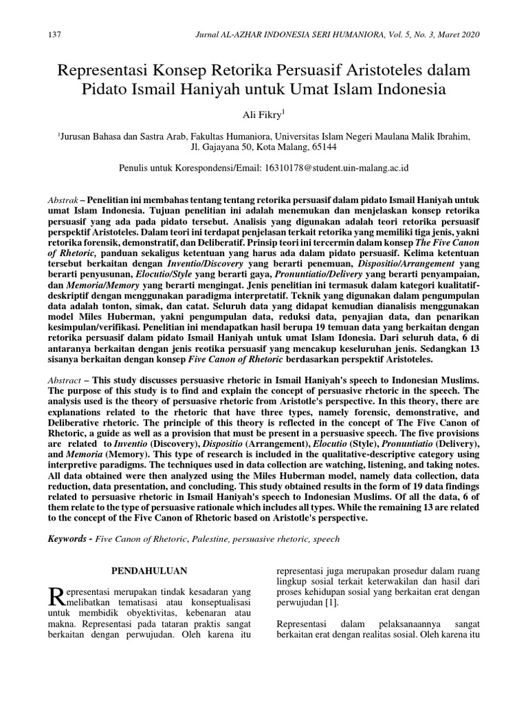 Retorika Persuasif Pidato Haniyah | PDF | Seni & Disiplin Bahasa