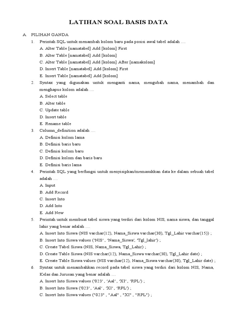 Soal Basis Data | PDF