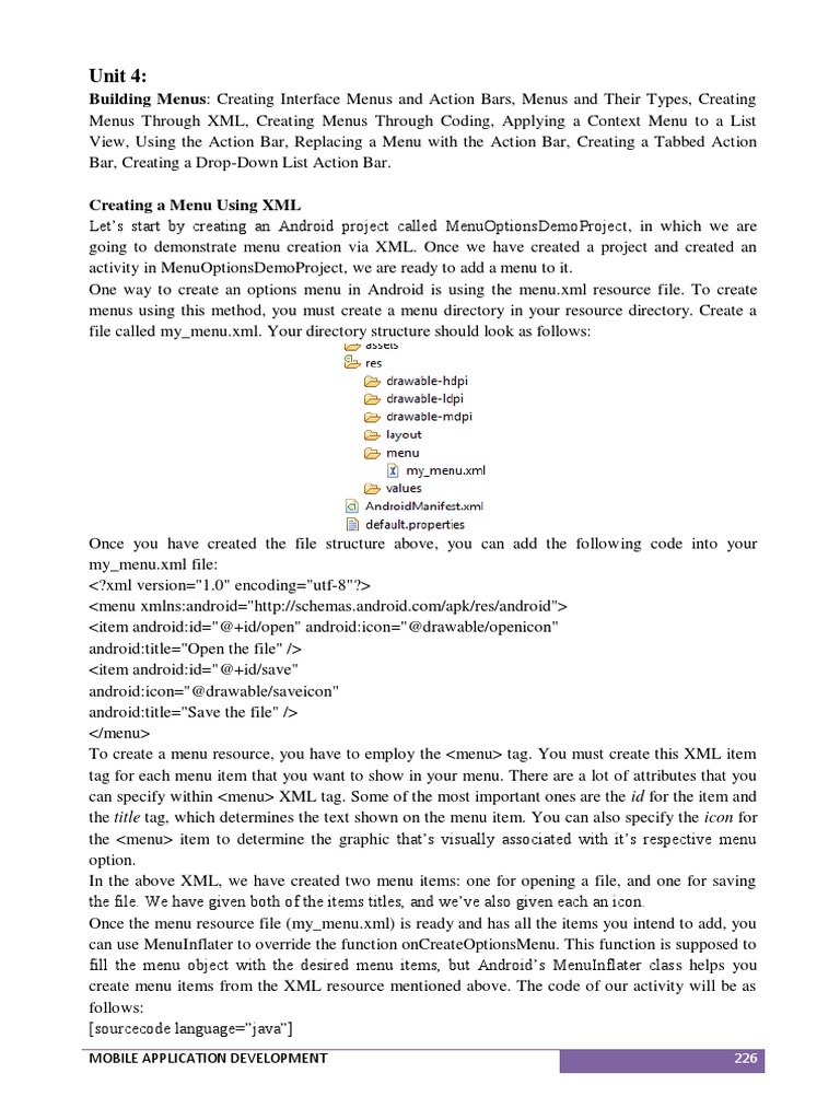 MAD Unit - 4 | PDF | Android (Operating System) | Menu (Computing)