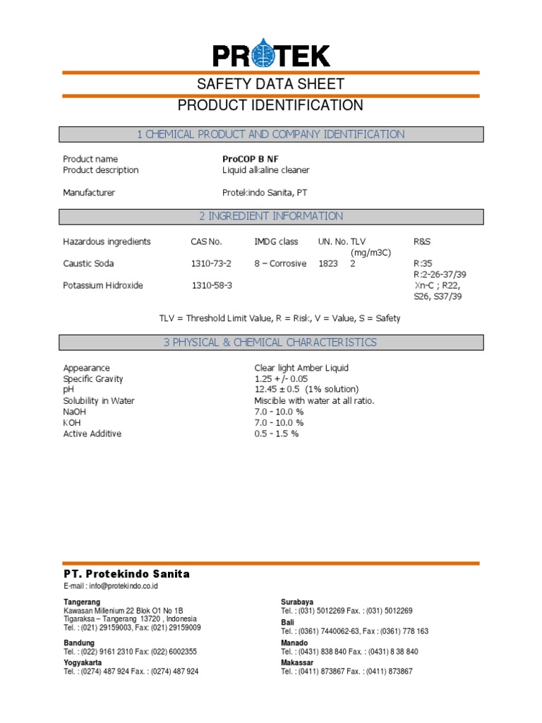 Safety Data Sheet Product Identification | PDF | Toxicity | Sodium ...