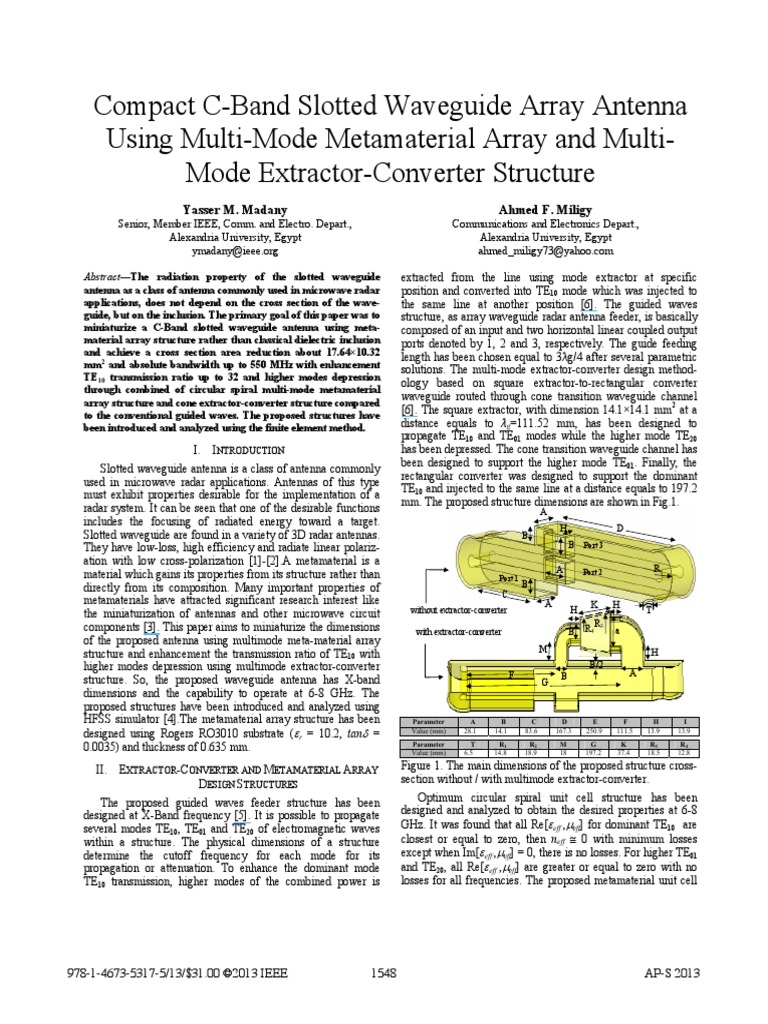 Compact C Band Slotted Waveguide Array A | PDF | Waveguide | Antenna ...