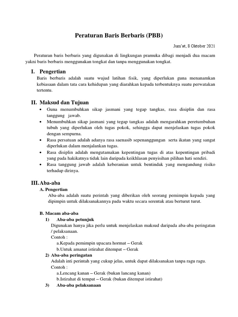 Materi Peraturan Baris Berbaris (PBB) | PDF