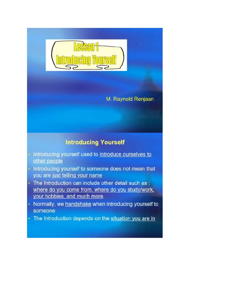 Lesson 1 INTRODUCING YOURSELF | PDF