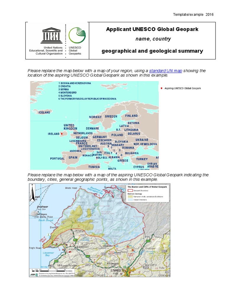 Applicant Template Unesco Global-Geopark en | PDF