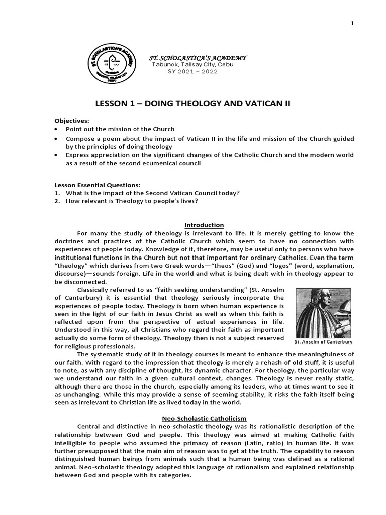 THEO 1 Lesson 1 | PDF | Second Vatican Council | Catholic Church