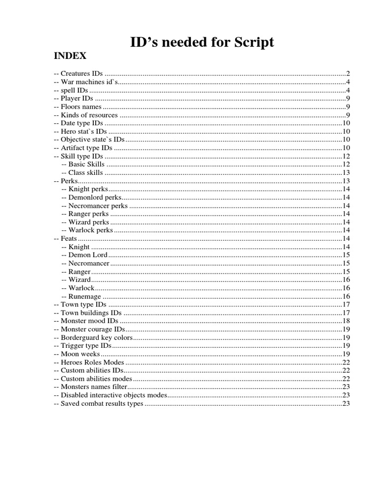 HOMM5 A2 IDs For Scripts | PDF | Technology & Engineering