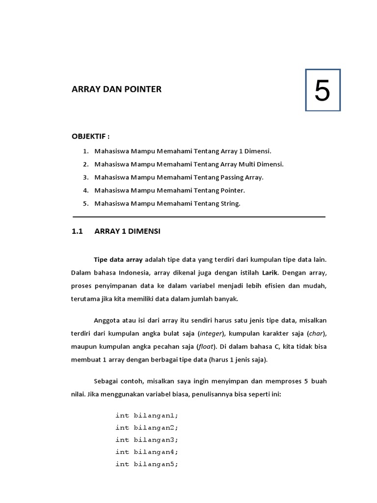 Topik 5. Array Dan Pointer | PDF