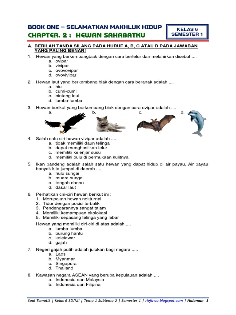 Soal Kelas 6 Tema 1 Subtema 2 | PDF