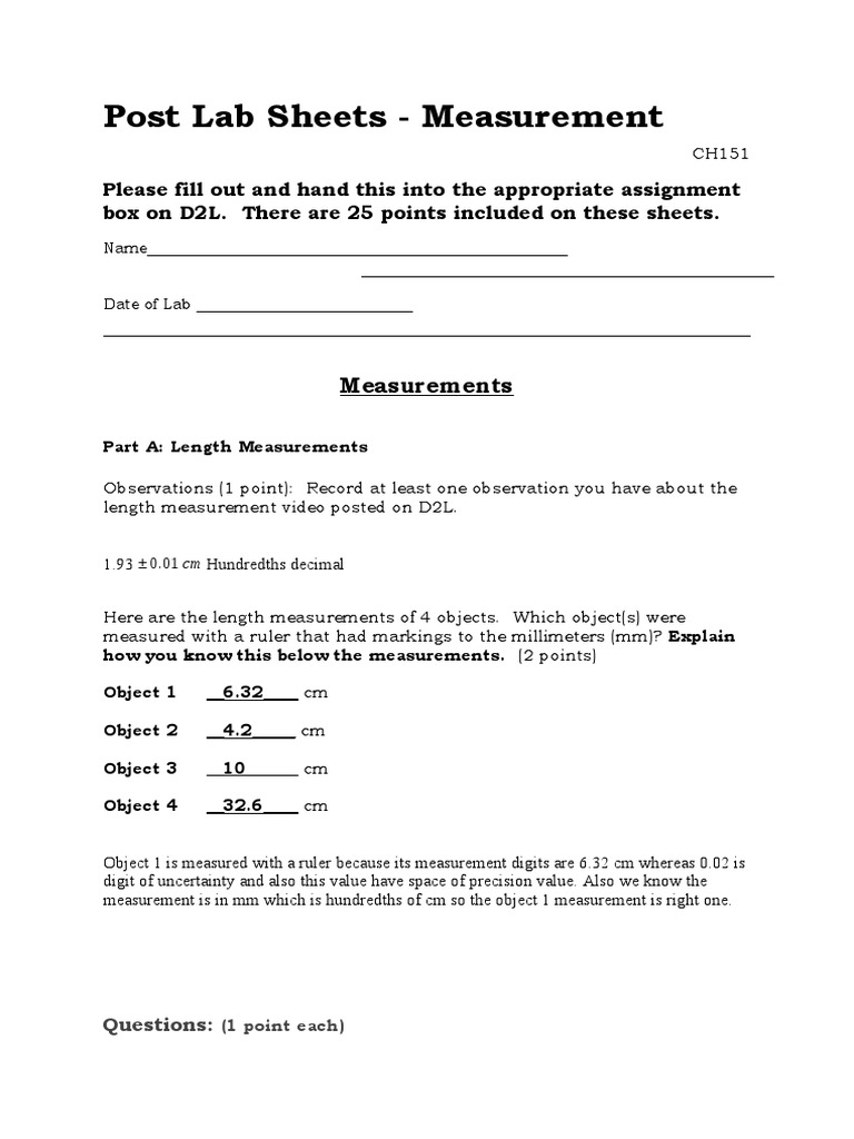 Lab 1 Chem | PDF | Significant Figures | Mathematics