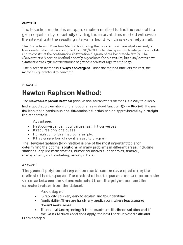 Newton Raphson Method:: Answer 1 | PDF | Algebra | Mathematical Concepts