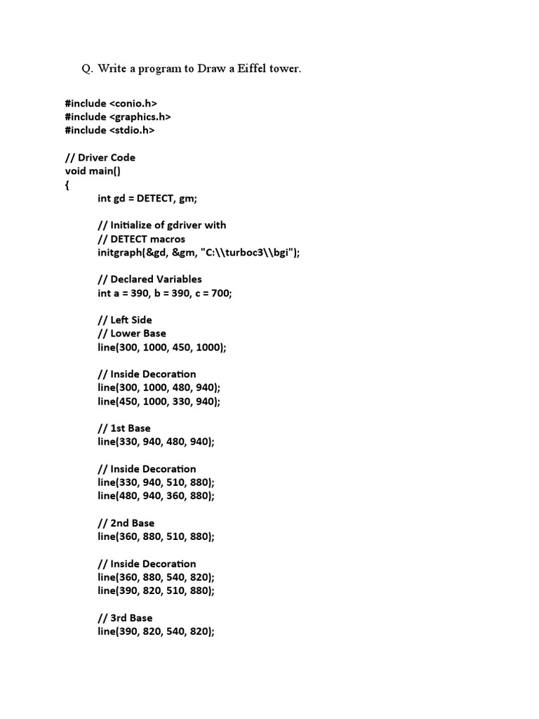 Write A Program To Draw A Eiffel Tower | PDF | Elementary Geometry ...