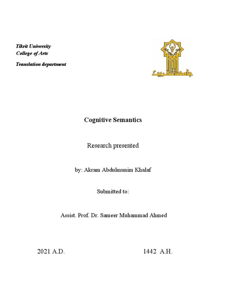 Research Presented: Cognitive Semantics | PDF | Cognitive Science | Human Communication