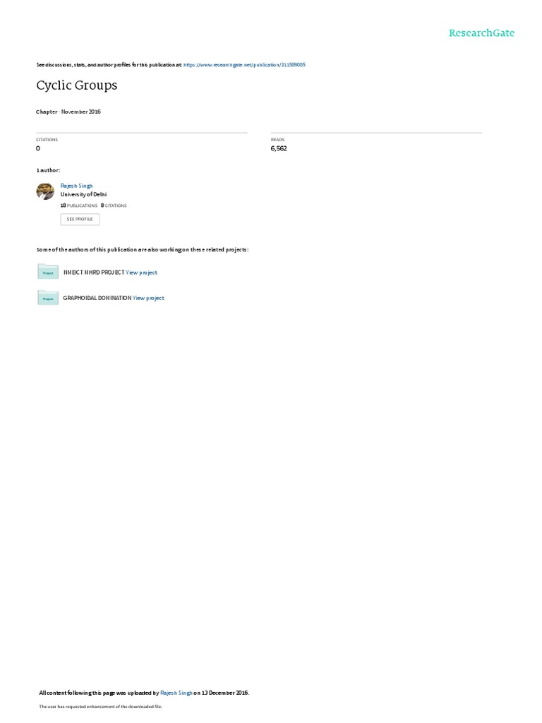 Cyclic Groups | Download Free PDF | Group (Mathematics) | Integer