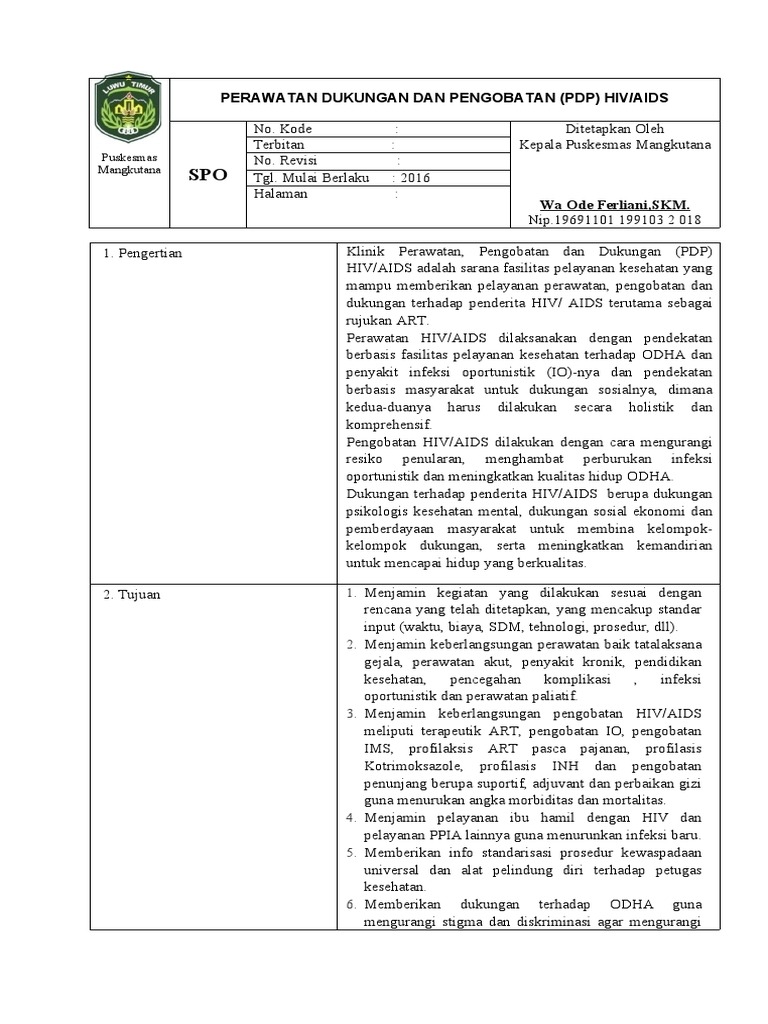 Sop PDP Hiv | PDF
