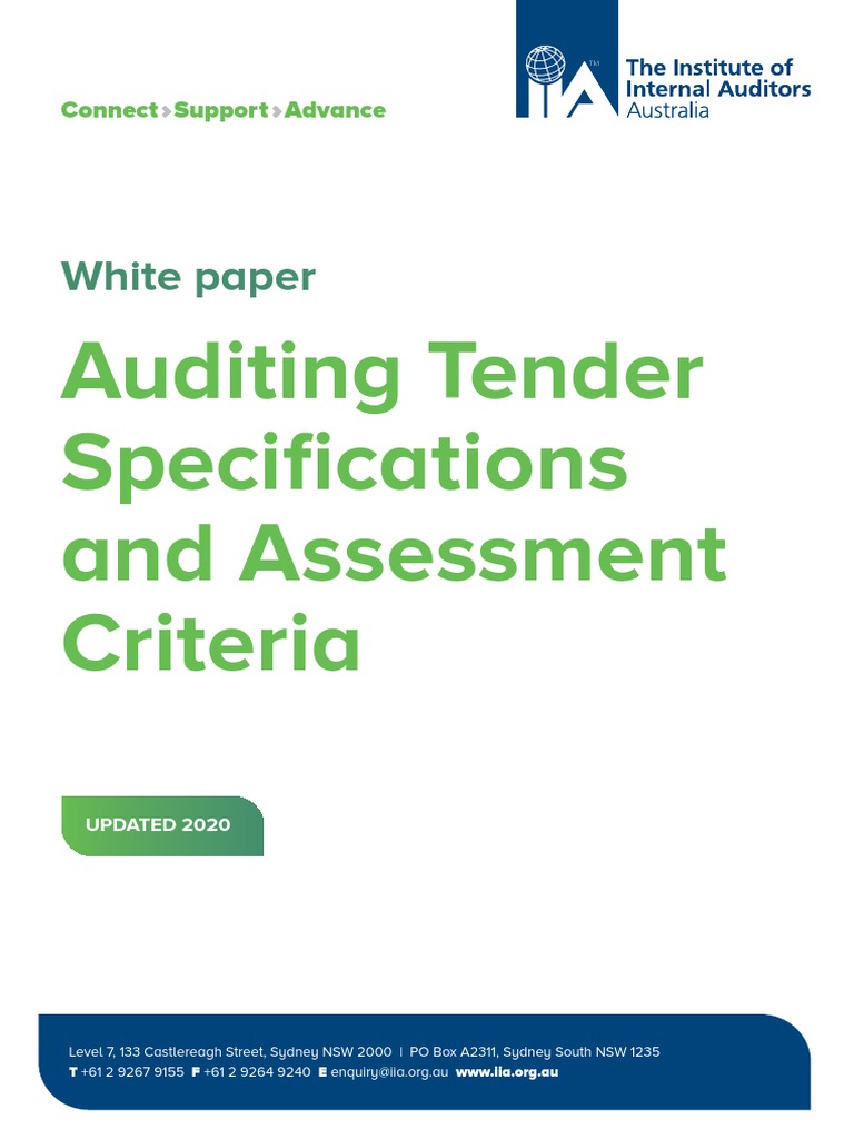 Auditing Tender Specifications-White Paper | Download Free PDF ...