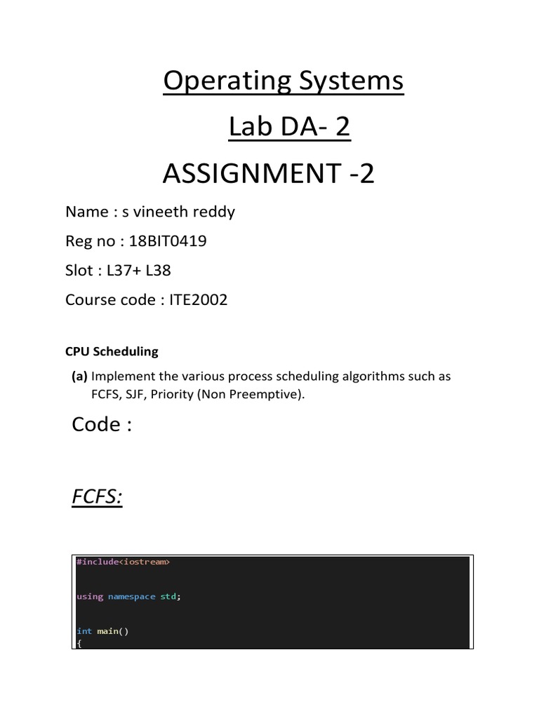 Operating Systems Lab DA-2: Assignment - 2 | PDF | Scheduling ...