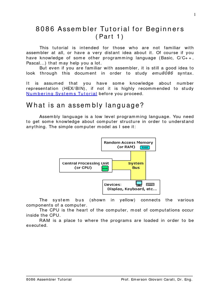 8086 Assembler Tutorial For Beginners Pdf Assembly Language Array Data Structure