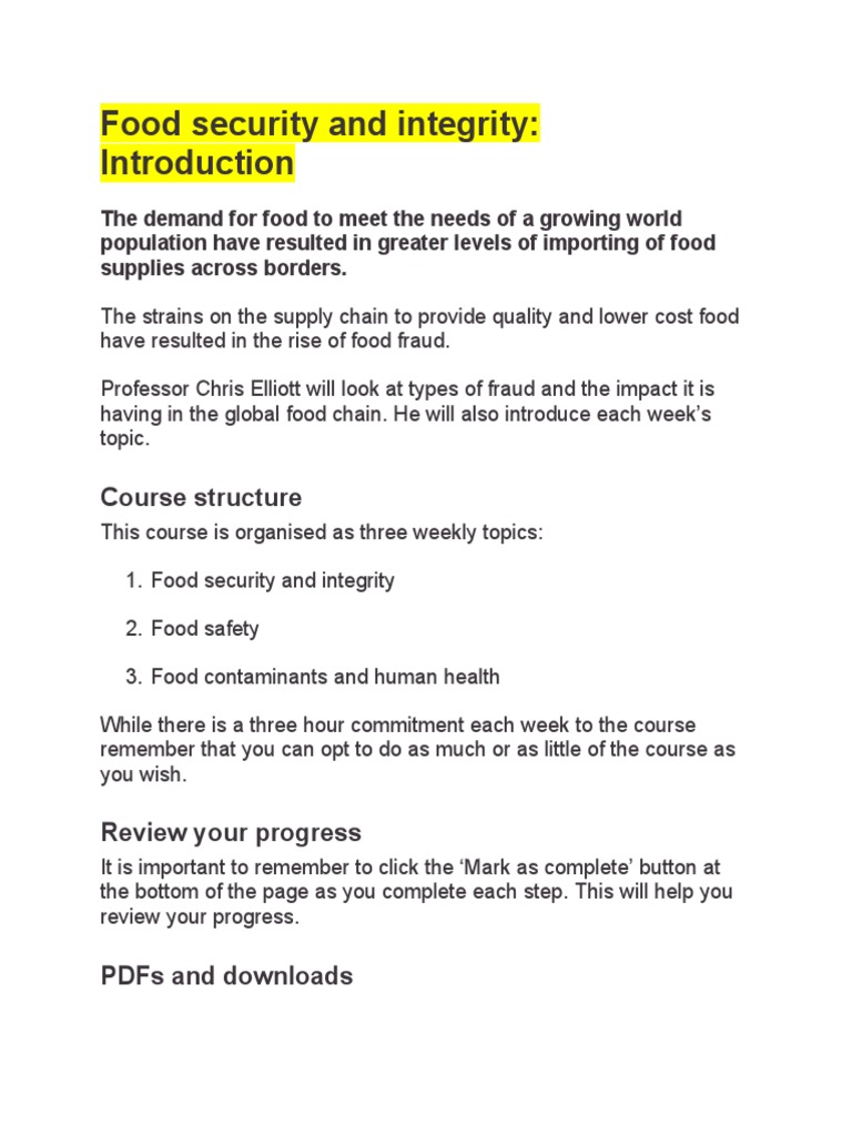 Food Security and Integrity | PDF | Foods | Fraud