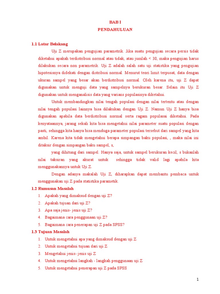 Makalah Uji Z | PDF