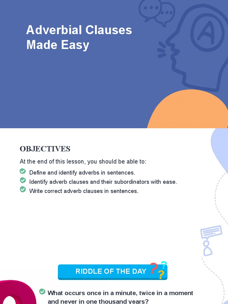 Adverbial Clauses Made Easy | PDF | Adverb | Verb
