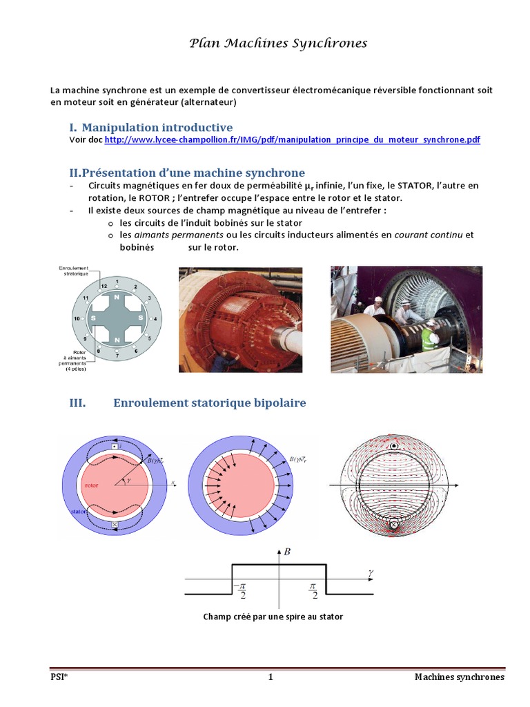 Fonctionnement des Machines Synchrones | PDF | Champ magnétique | Biens ...