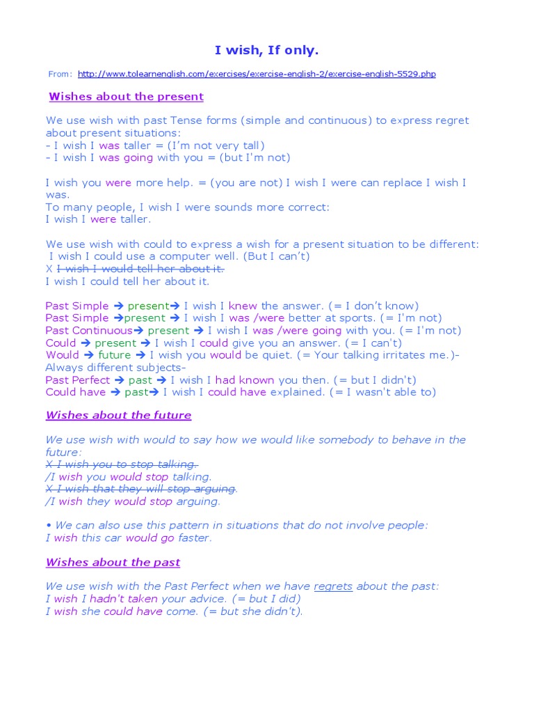 Expressing Wishes in English Grammar | PDF | Linguistics