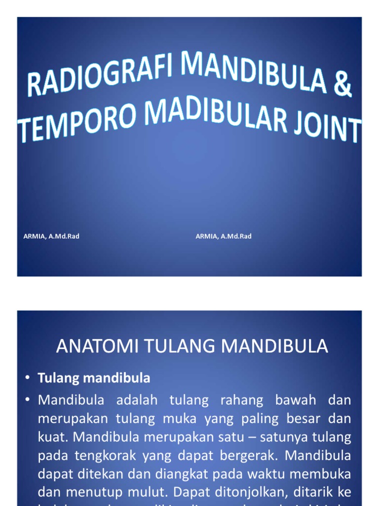 Radiografi Mandibula & Temporo Madibular Joint | PDF | Sains & Matematika