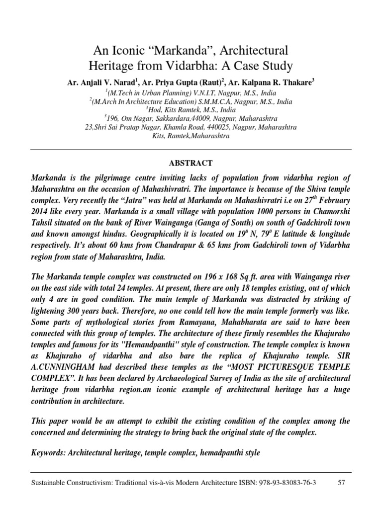 An Iconic "Markanda", Architectural Heritage From Vidarbha: A Case ...
