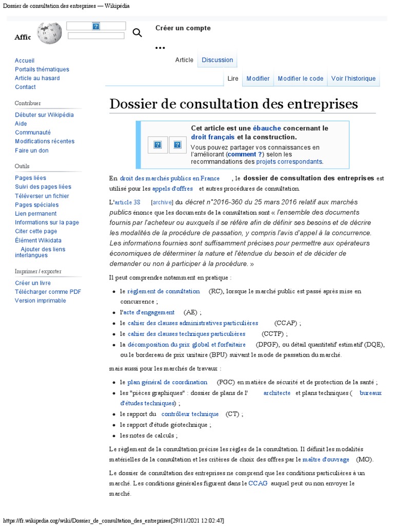 Dossier de Consultation Des Entreprises | PDF | Wikipédia