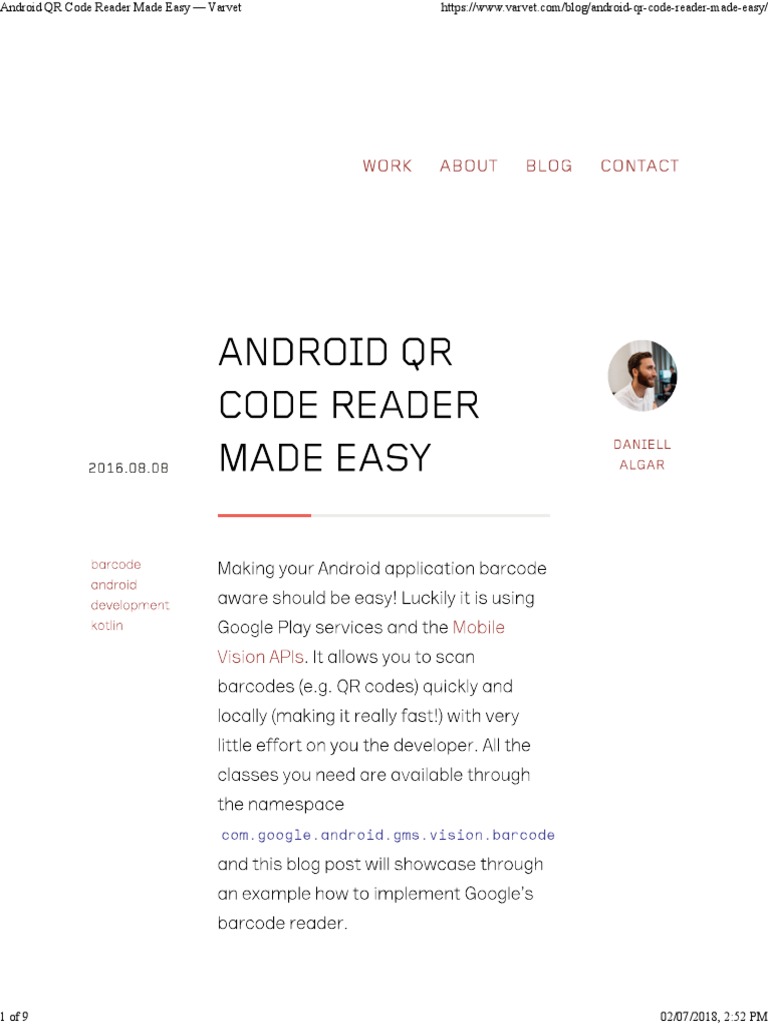 Android QR Code Reader Made Easy - Varvet | PDF | Qr Code | Computing